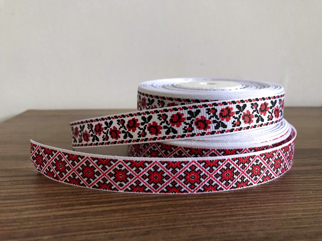 Ukrainian Slavic Ethnic Ornament Ribbon Trim Fabric | Ukrainian Folk ...