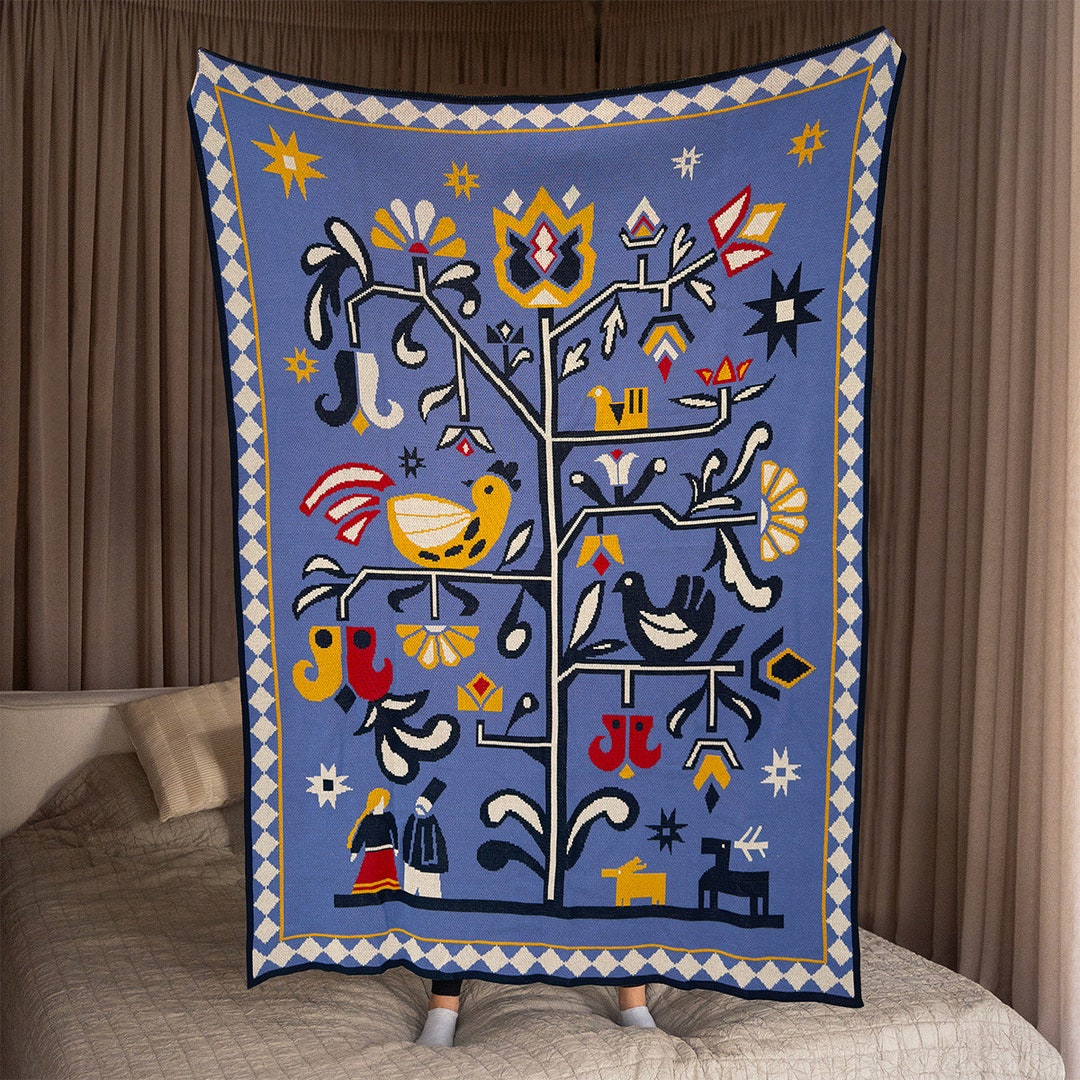 Ukrainian Boho Throw Hutsul Slavic Print Blanket Tree of Life | Made in ...