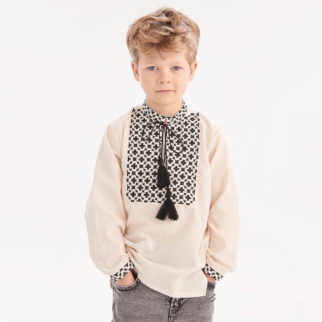 Vyshyvanka Boys Ukrainian Kids Embroidered Shirt Slavic Ethnic Folk Art ...