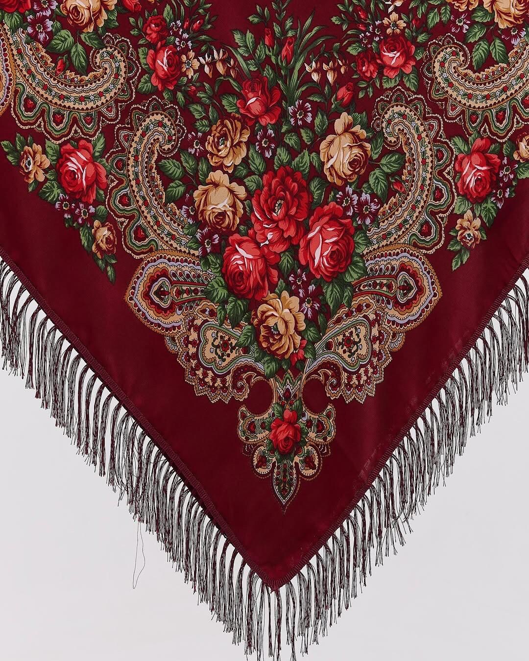 Ukrainian Shawl Babushka Scarf Folk Art Slavic Clothing Vintage Hustka ...