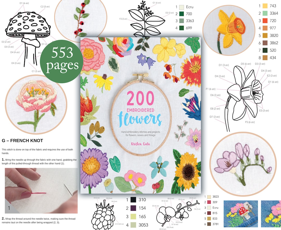 Flowers Hand Floral Embroidery Tutorial Design Ebook Pdf Embroidered ...