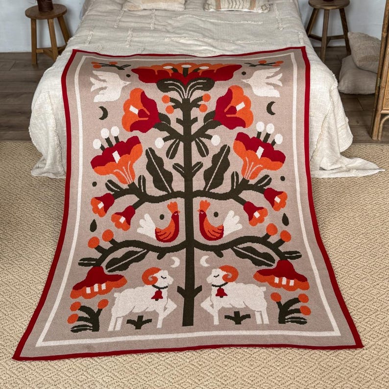 Ukrainian Hutsul Blanket – Tree of Life Throw – Made in Ukraine – Kilim ...