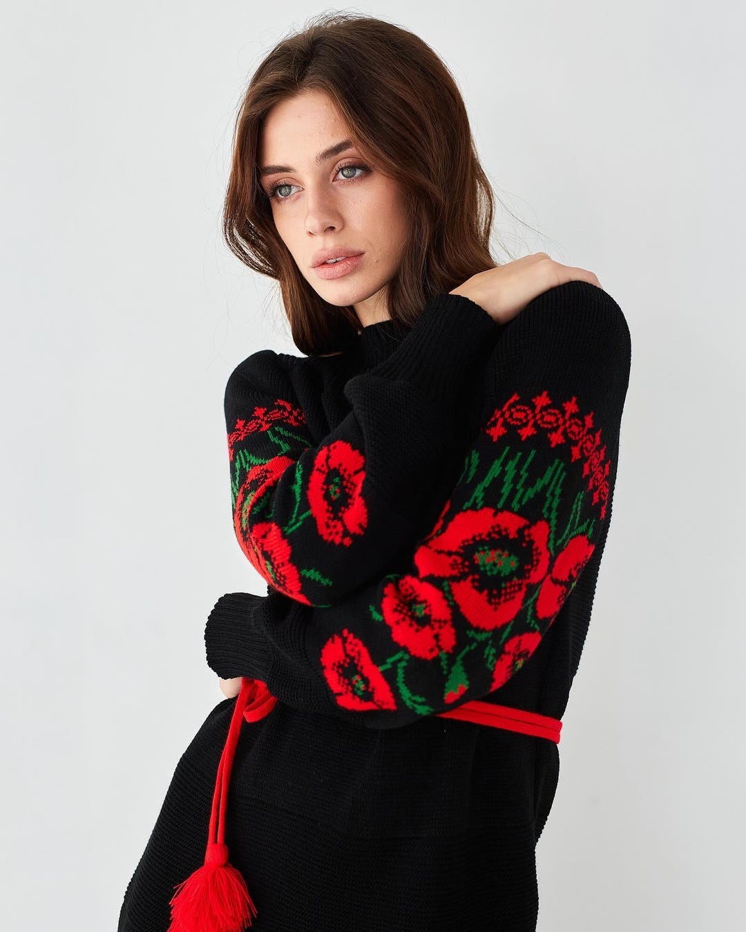 Ukrainian Knitted Wool Ornament Long Sweater Dress Clothing Folk Art ...