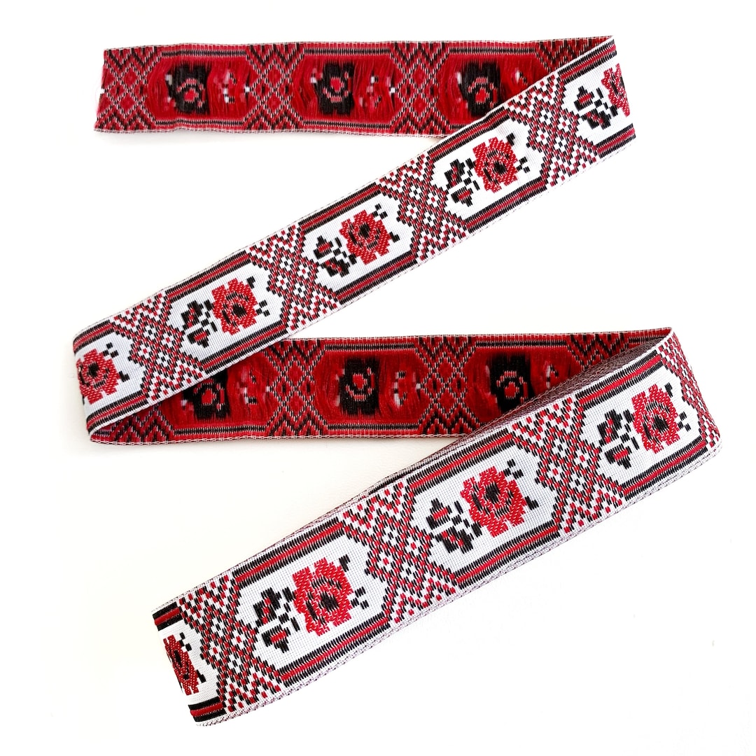 Ukrainian Jacquard Slavic Ethnic Ornament Embroidered Ribbon Trim ...
