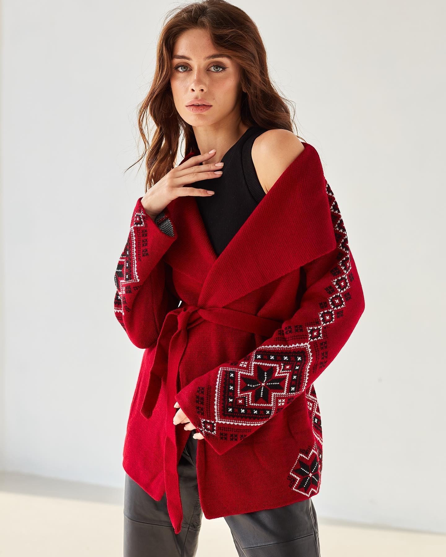 Ukrainian Boho Style Ethnic Wool Winter Knit Cardigan Sweater Clothing ...