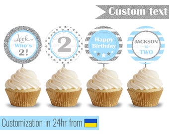 Blue Cupcake Toppers - Etsy