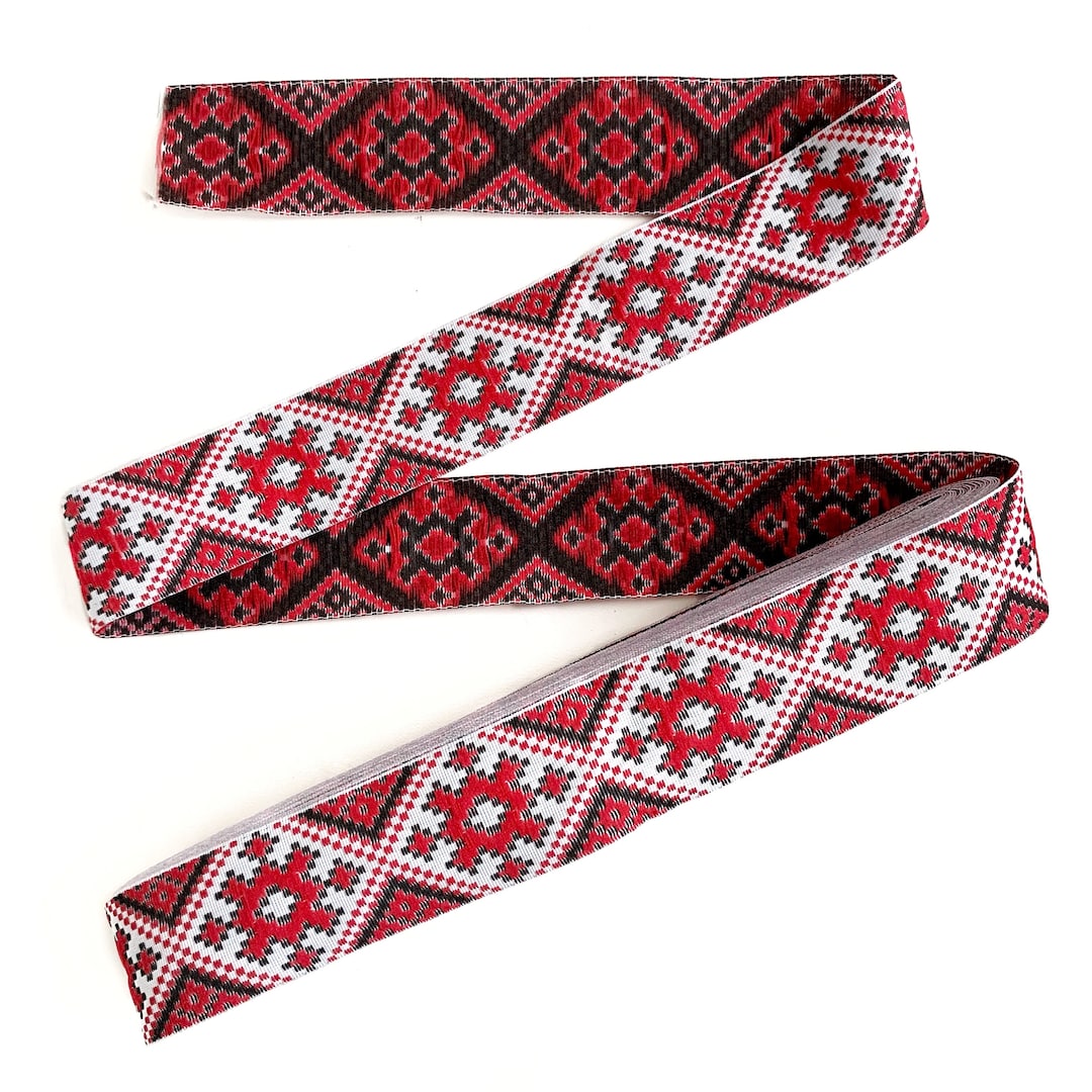 Ukrainian Jacquard Slavic Ethnic Ornament Embroidered Ribbon Trim ...
