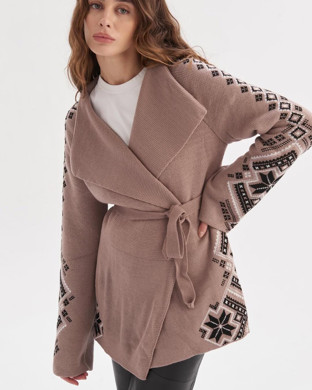 Ukrainian Boho Style Ethnic Wool Winter Knit Cardigan Sweater Clothing ...