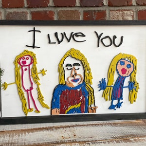 Custom 3D Wooden Kids Drawings Kids Artwork Sign Personalized Gift Kids ...