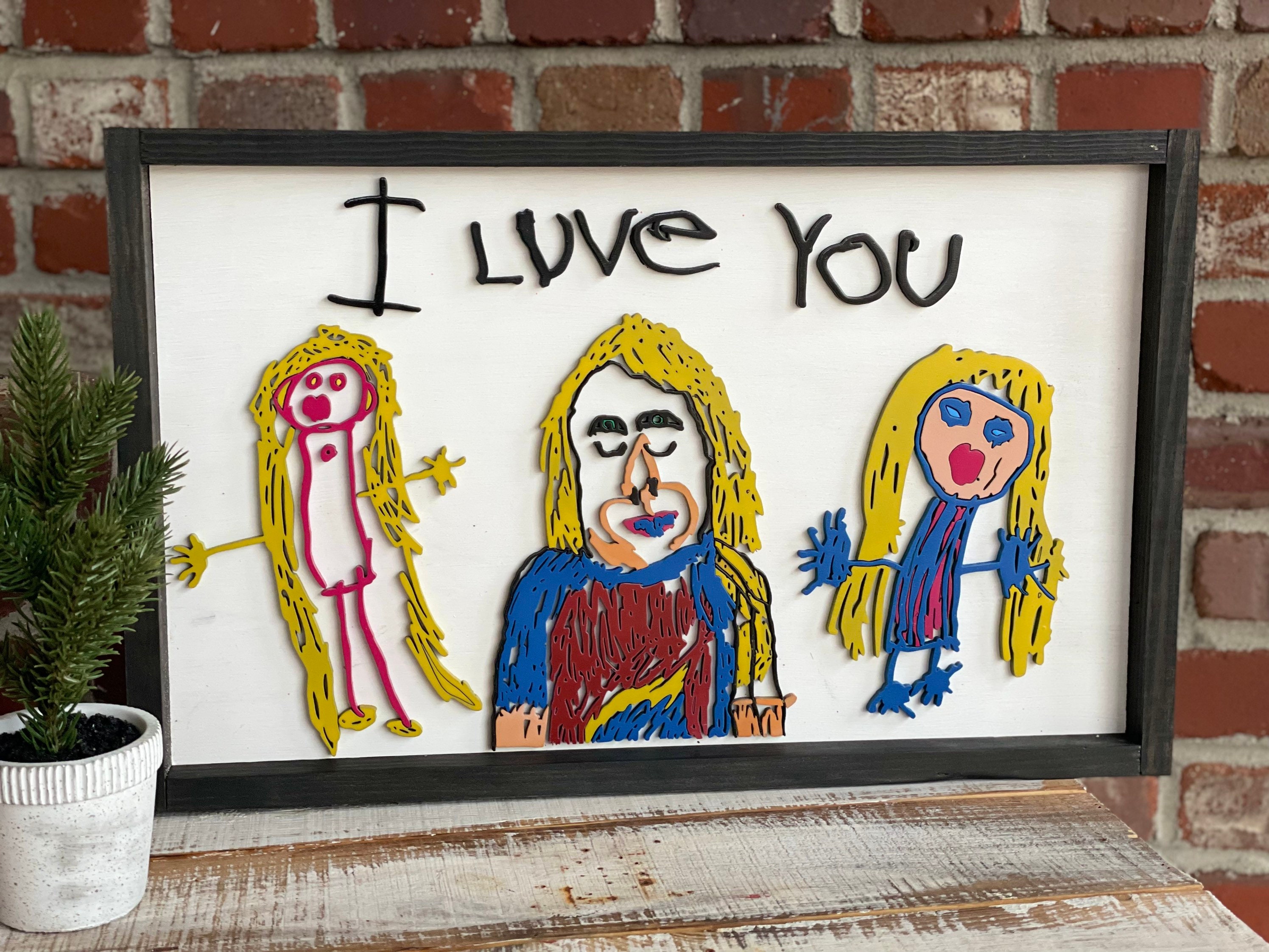 Custom 3D Wooden Kids Drawings Kids Artwork Sign - Etsy