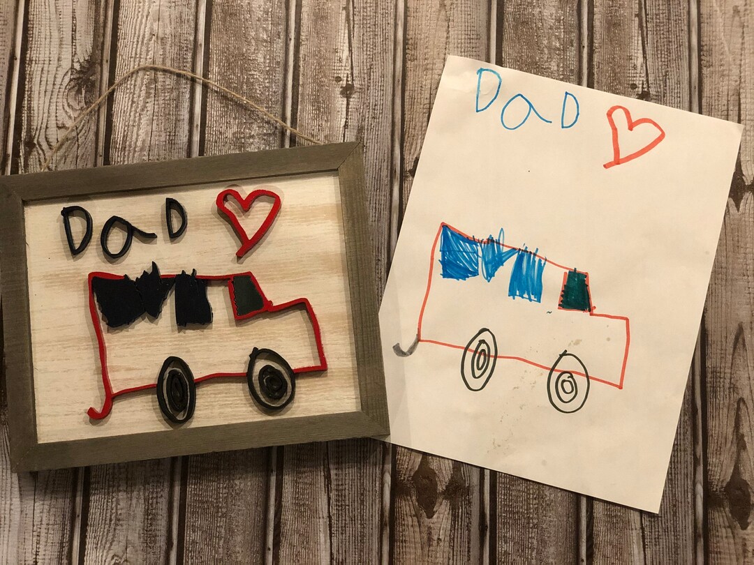 Custom 3D Wooden Kids Drawings Kids Artwork Sign Personalized Gift Kids ...