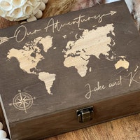 Engraved Travel Memory Box - Wood Keepsake Box for Sentimental Items ...