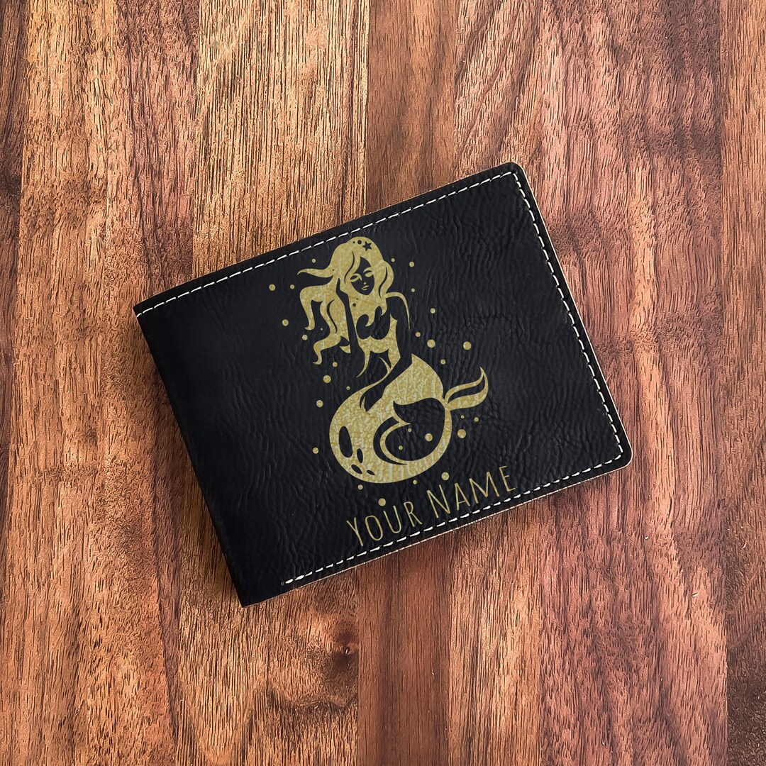 Mermaid Engraved PU Leatherette Wallet: Personalized Ocean Gift - Etsy