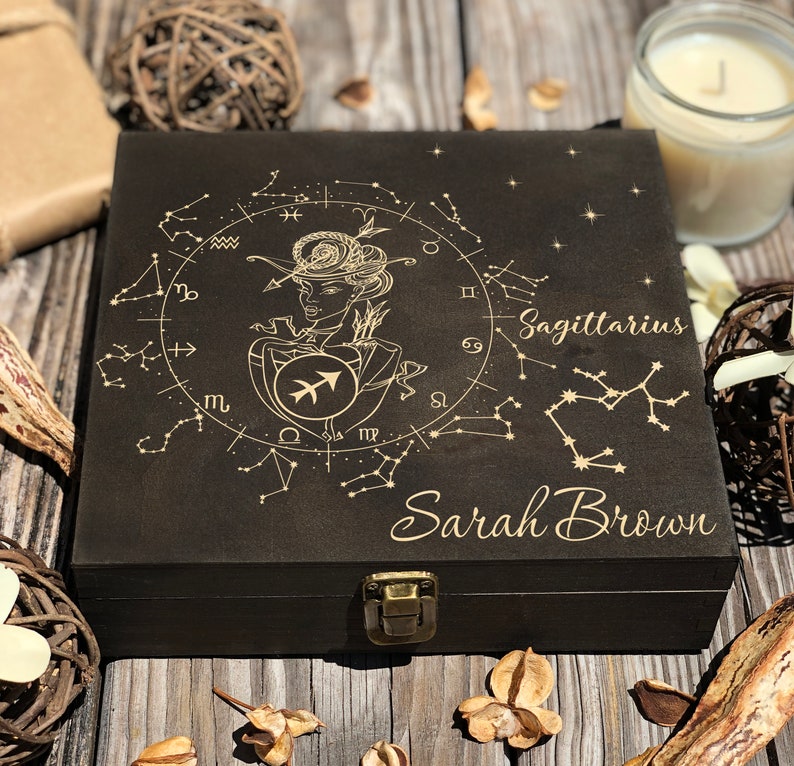 Sagittarius Zodiac Box Personalized Box Astrology Gifts | Etsy