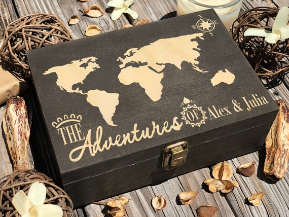 Party & Gifting Adventures Box Decor Wood Rustic Travel Keepsake Box ...