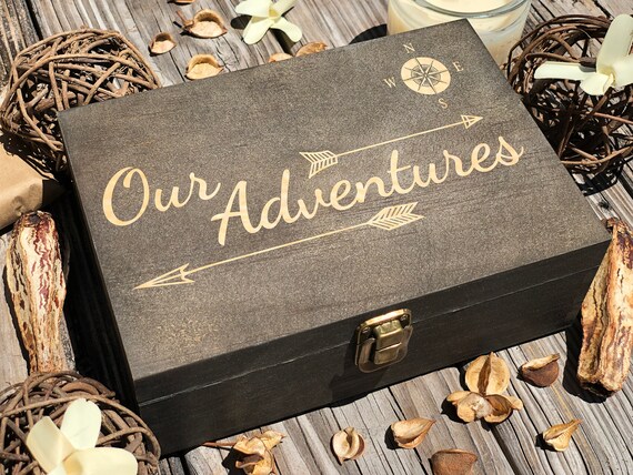 Party & Gifting Adventures Box Decor Wood Rustic Travel Keepsake Box ...