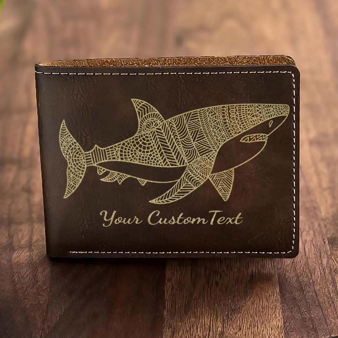 Laser Engraved Shark Wallet: Personalized PU Leatherette Gift - Etsy