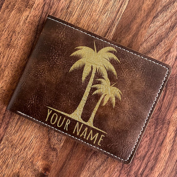 Palm Tree Leather Wallet - Etsy
