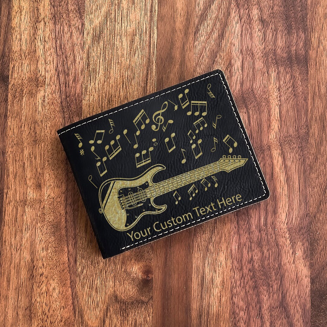 Electric Guitar Engraved Wallet: Ideal for Dad, Musician Friend ...