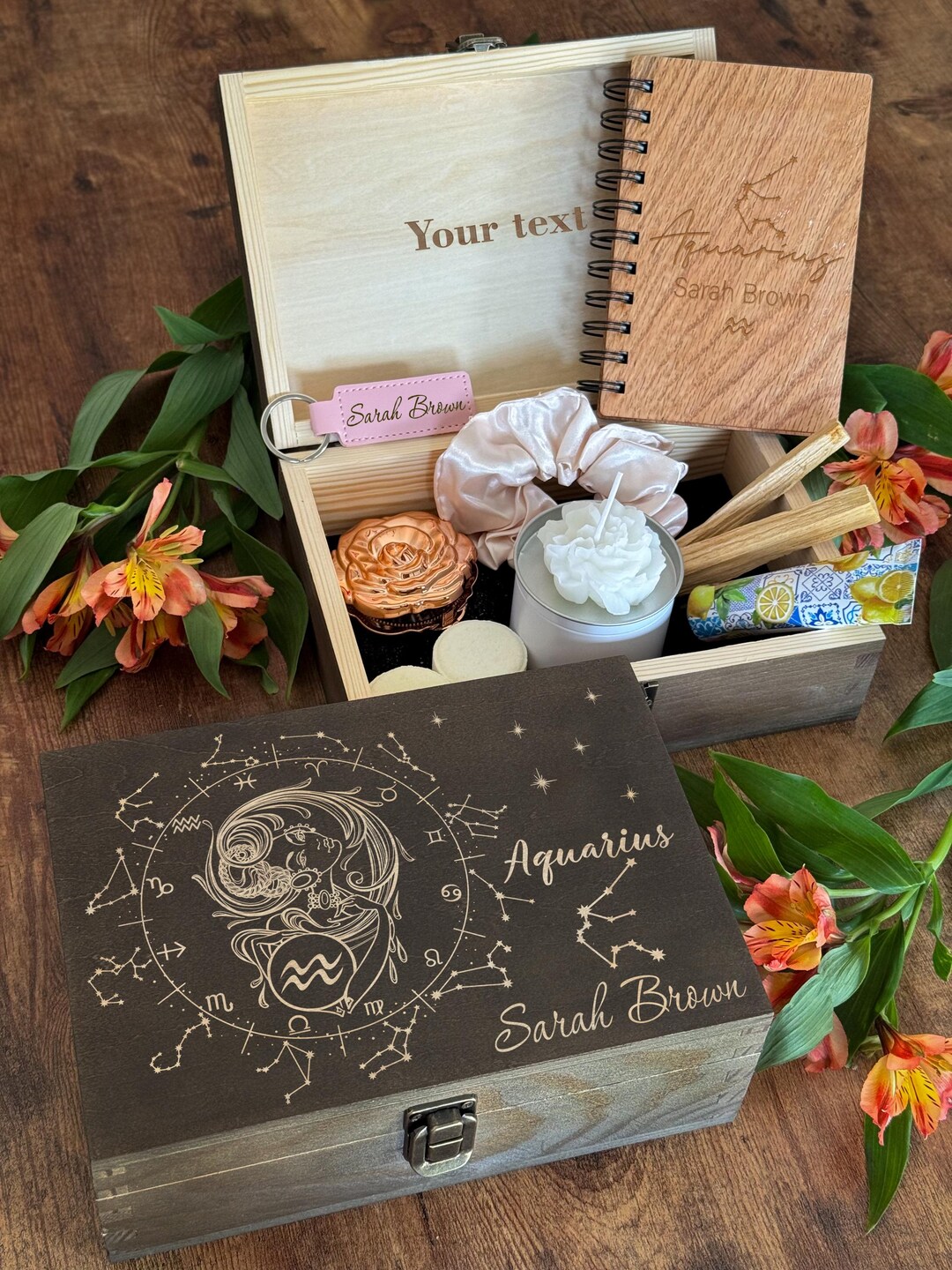 Personalized Aquarius Zodiac Wooden Box: Astrology Gift Set - Etsy