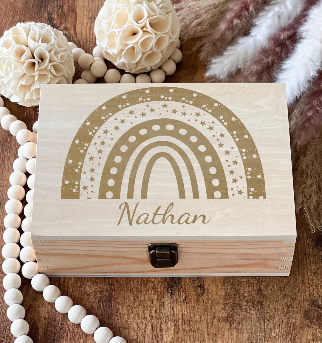 Personalised Box, Rainbow Box, Memory Box, Wooden Box, Keepsake Box ...