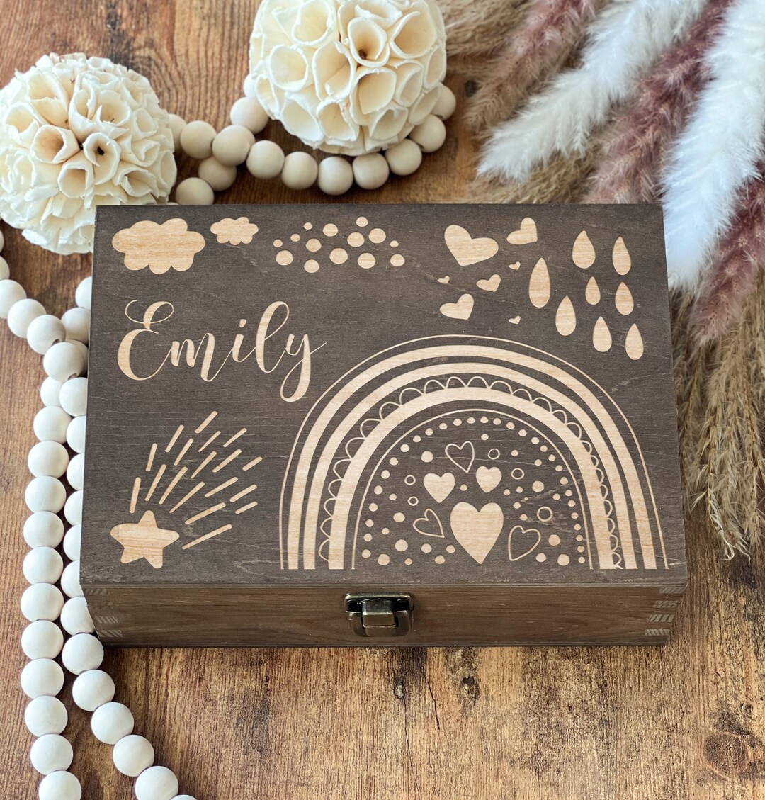 Personalized Rainbow Heart Keepsake Box: Engraved Memory Box - Etsy