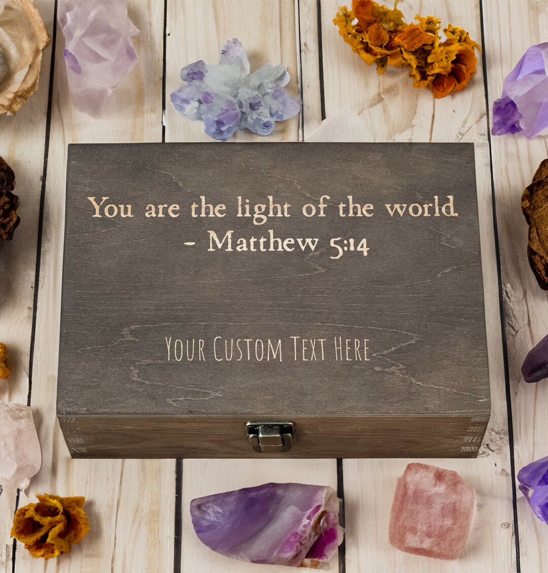 Matthew 5:14 Light of the World Box - Engraved Wooden Keepsake ...