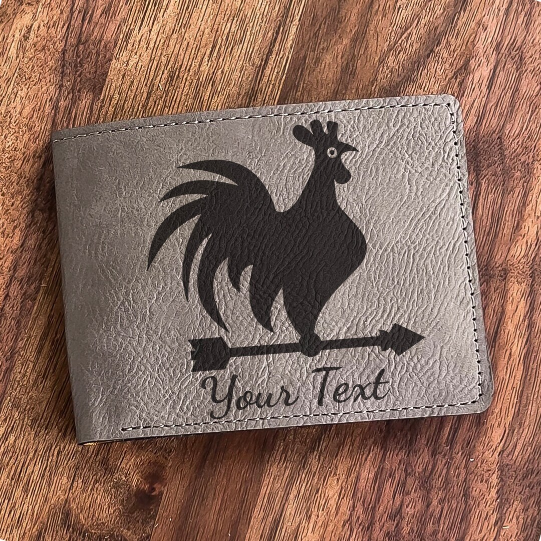 Unique Rooster Design Engraved Leather Wallet | Ideal for Farm Lovers ...