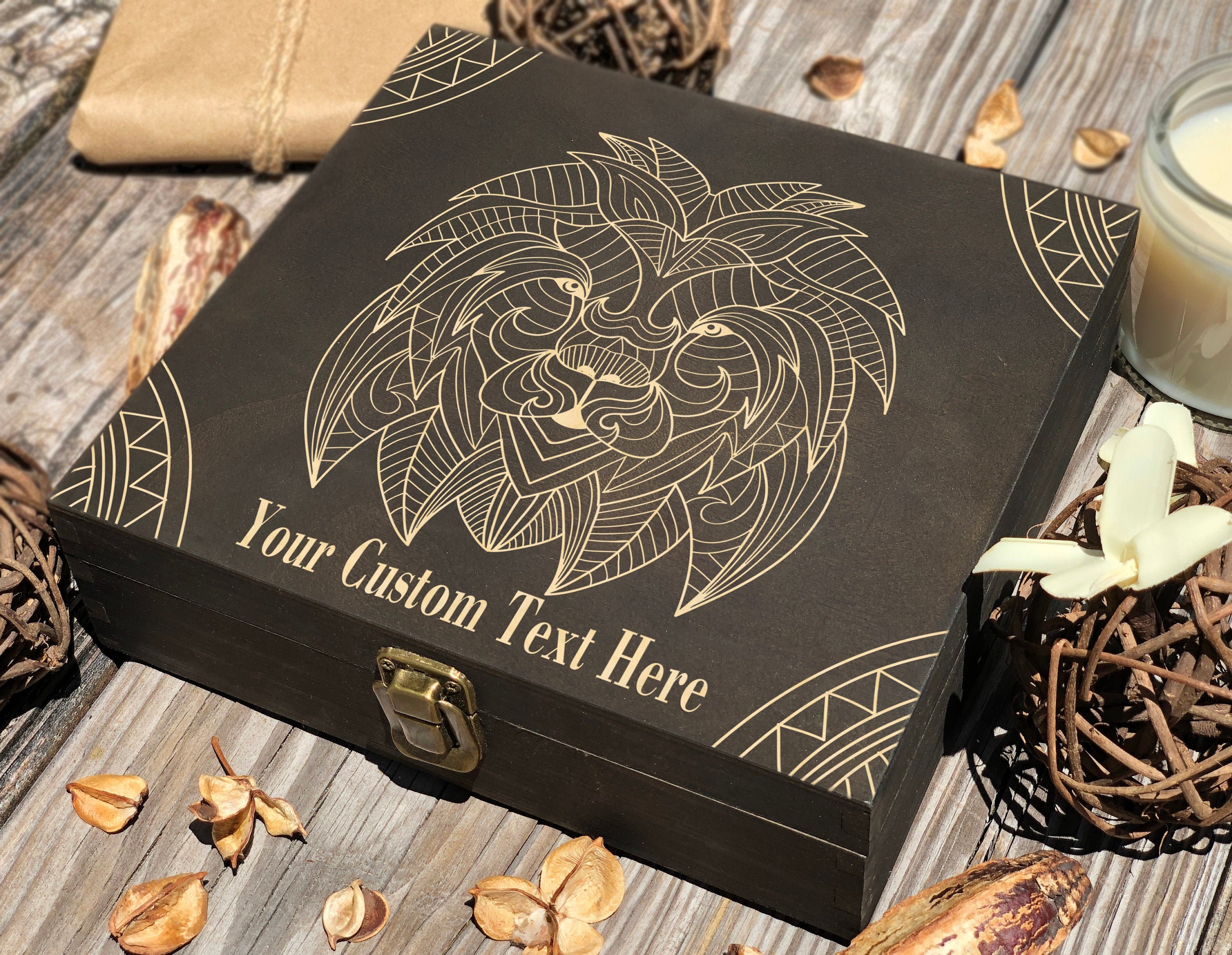 Lion Box Leo Box Personalized Wooden Box Keepsake Box | Etsy