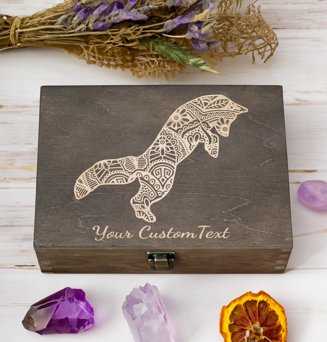 Engraved Fox Wooden Keepsake Box - Personalized Artisan Gift - Etsy