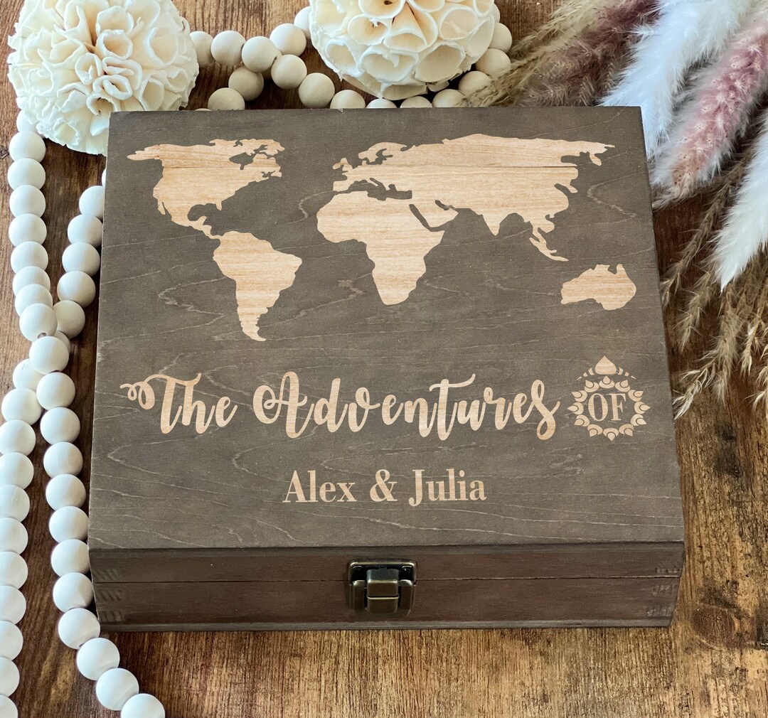 Personalized World Map Wooden Keepsake Box: Adventure Memory Box - Etsy