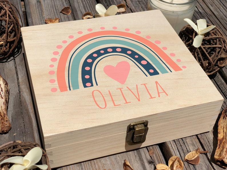 Personalised Box Rainbow Box Memory Box Wooden Box - Etsy