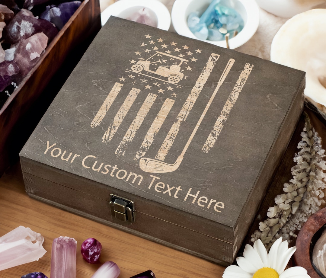 Golfer's Dream Engraved Wooden Box – Your Custom Text Here, Ideal for ...