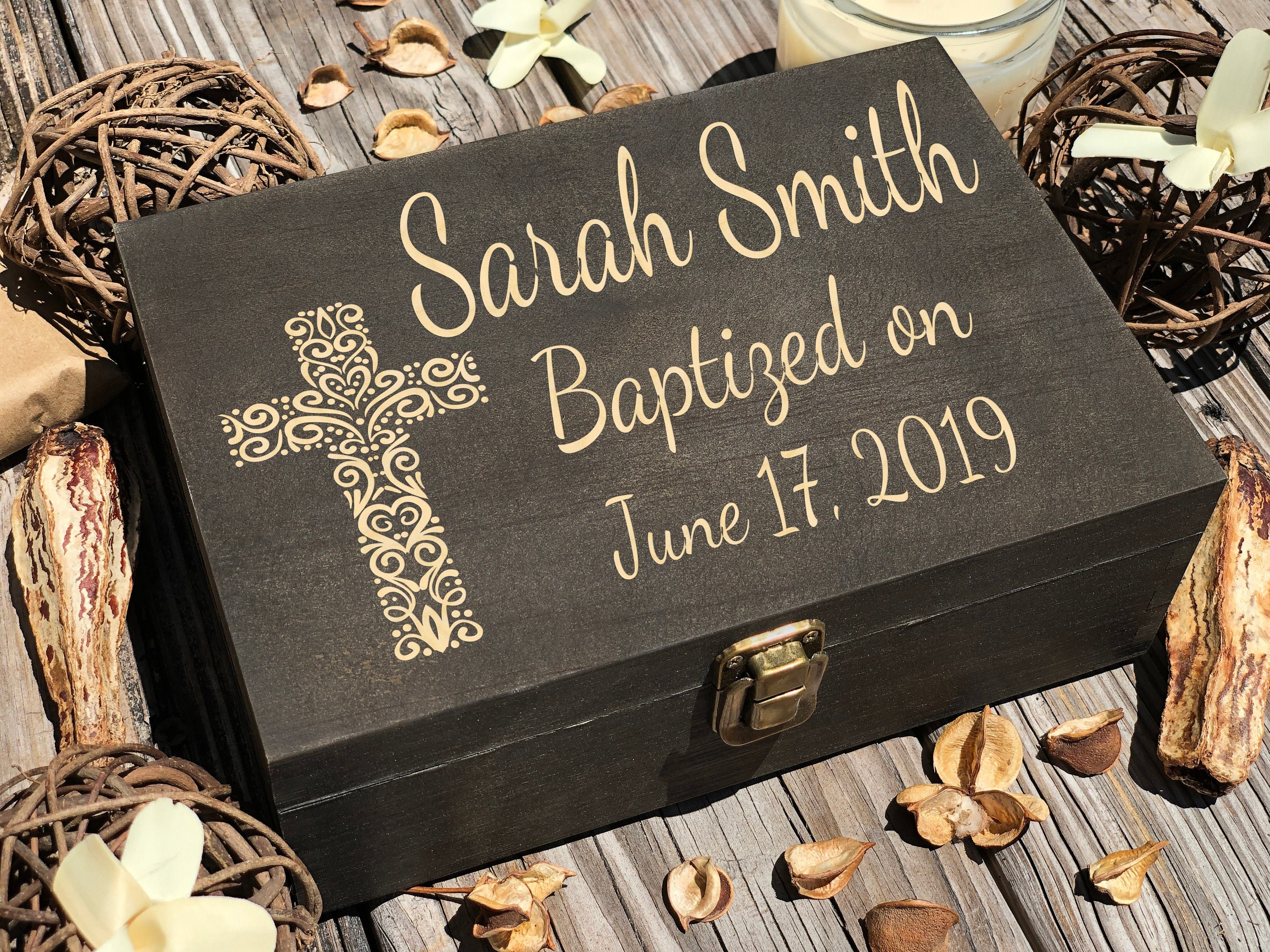 Personalized Wooden Baptism Keepsake Box: Engraved Memory Box - Etsy