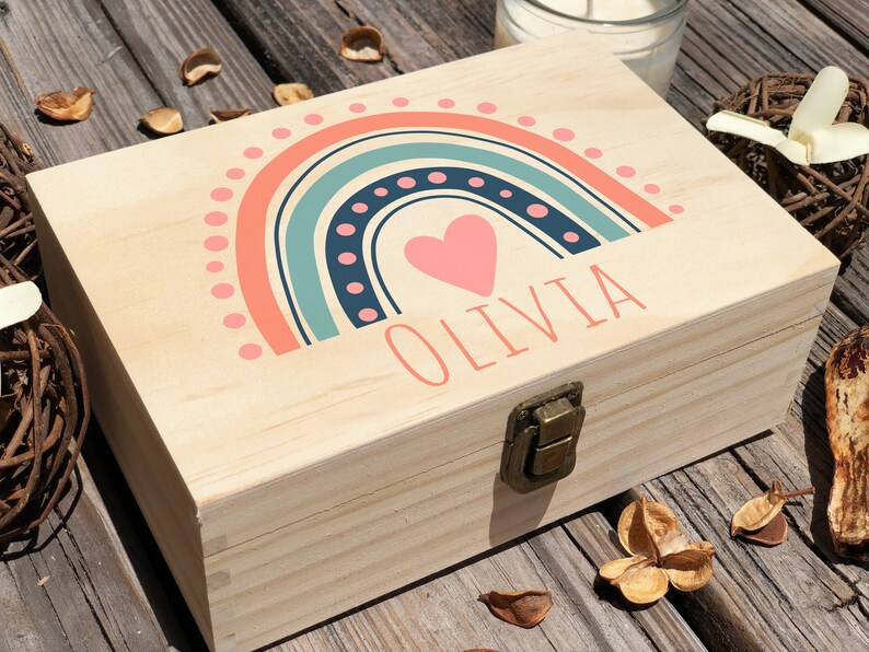 Personalised Box Rainbow Box Memory Box Wooden Box - Etsy