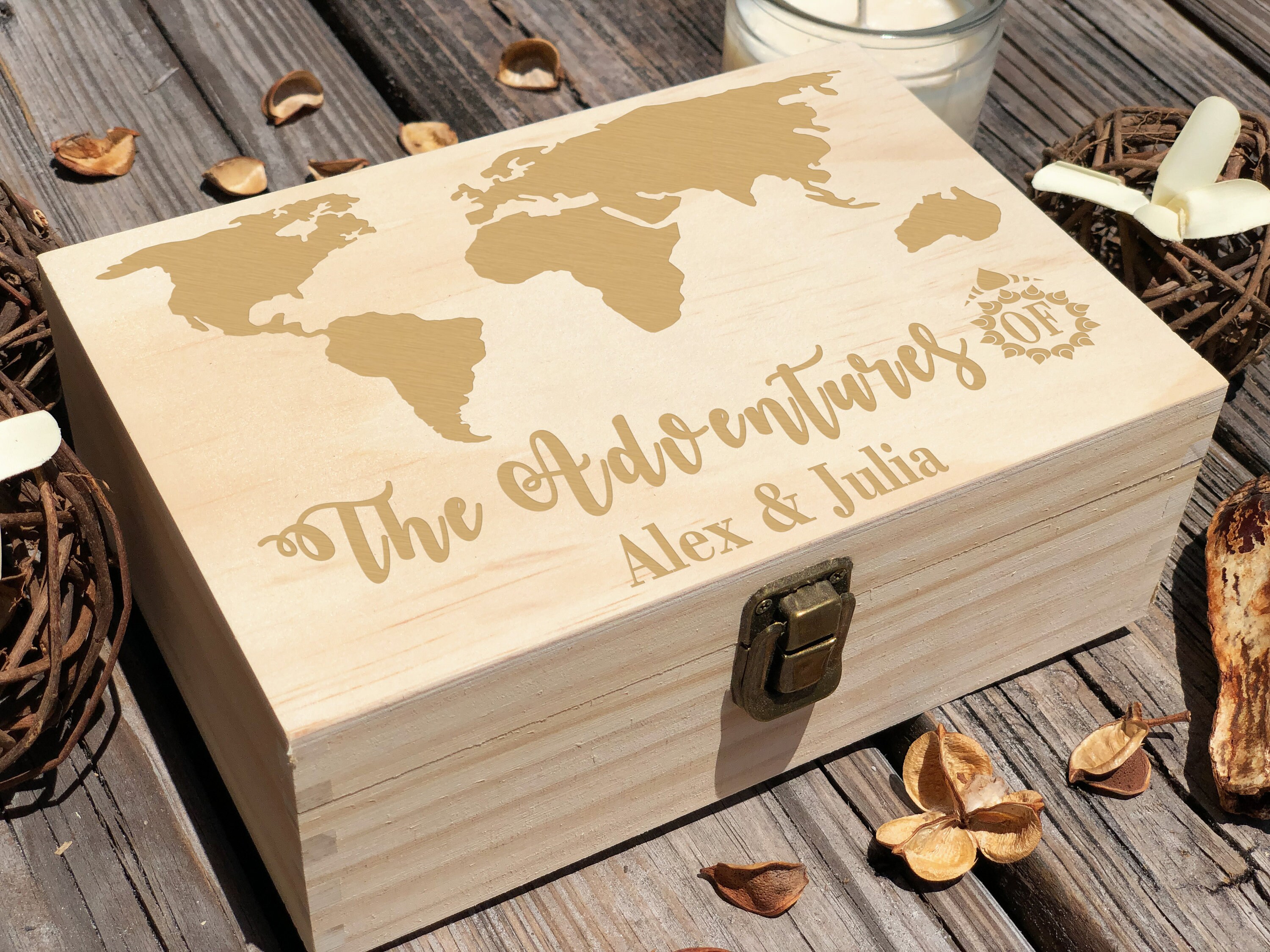 Keepsake Box Adventure World Map Box Travel Decorative | Etsy