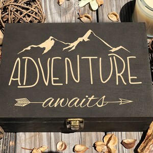 Adventure Awaits Box, Personalized Wooden Box, Custom Box, Memory Box ...
