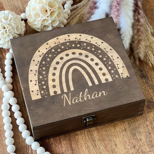 Personalised Box, Rainbow Box, Memory Box, Wooden Box, Keepsake Box ...