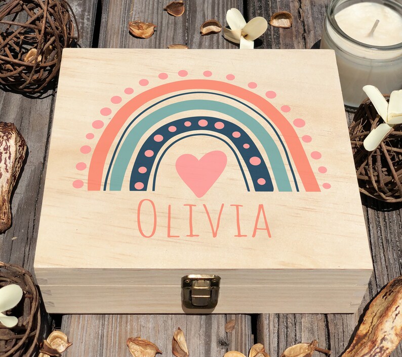 Personalised Box Rainbow Box Memory Box Wooden Box - Etsy