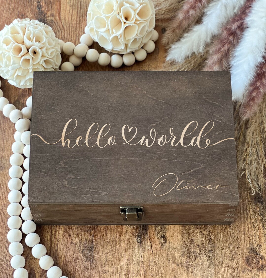 Hello World, Name Box, Personalized Box, Wooden Box, Gift for Babies ...