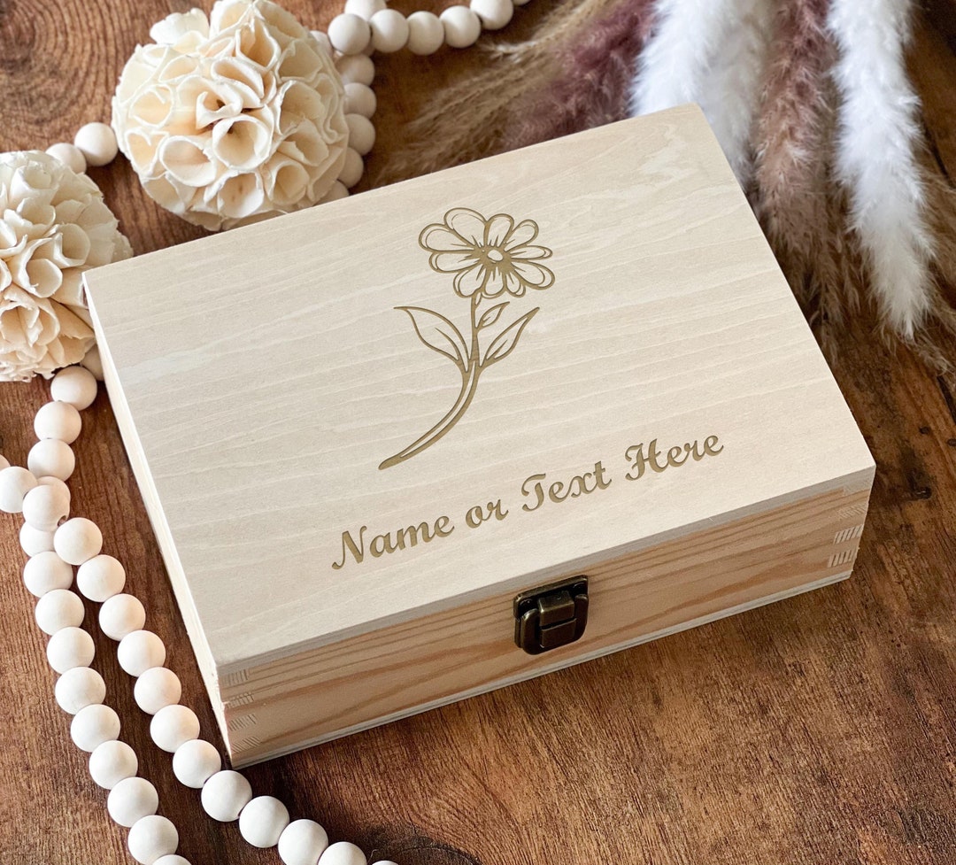Minimalist Flower Box for Women, Personalized Wooden Box, Custom ...