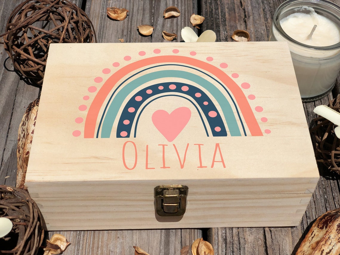 Personalised Box Rainbow Box Memory Box Wooden Box - Etsy