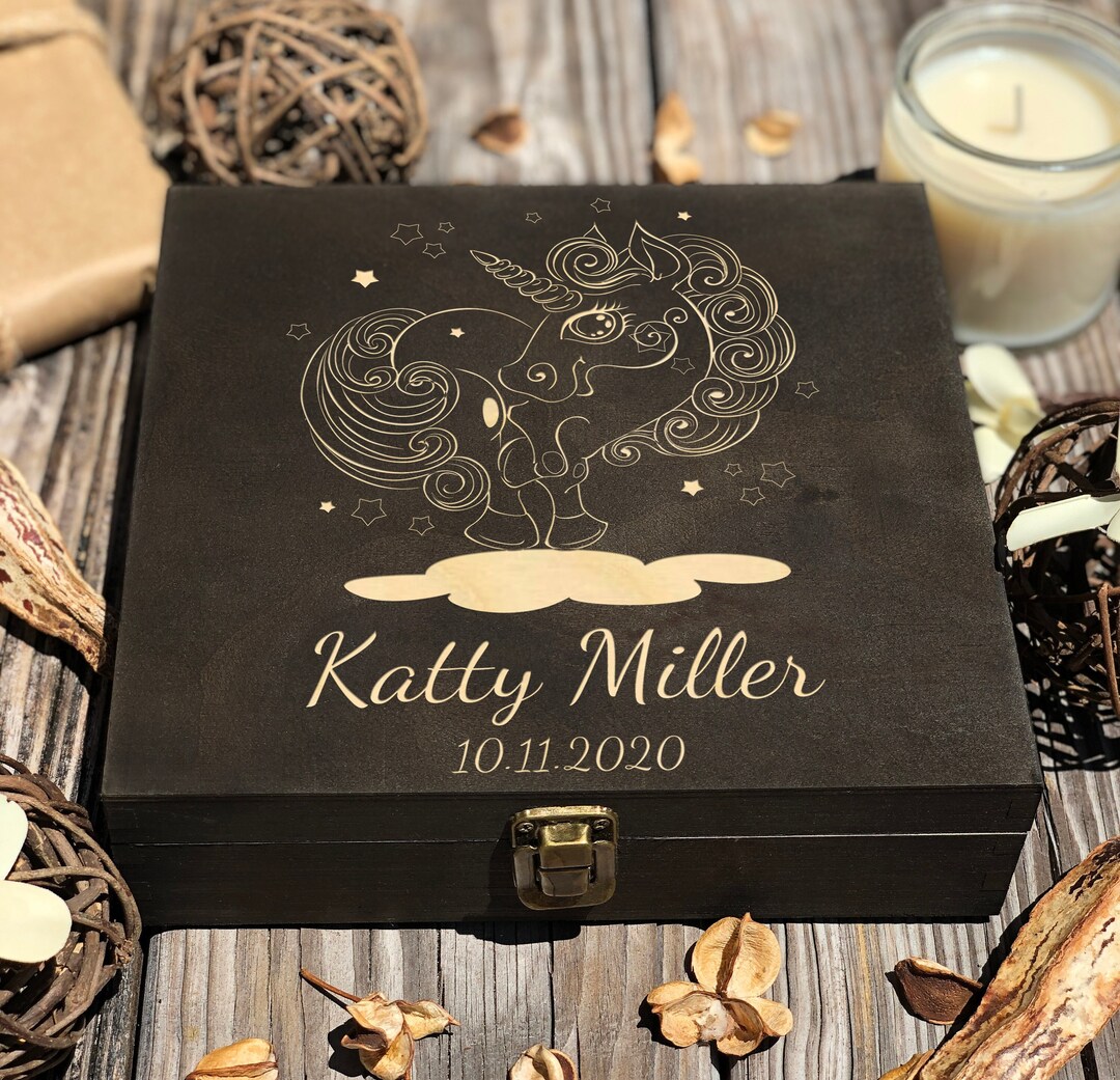 Personalized Wooden Memory Box: Engraved Keepsake, Baby Blessing Gift ...