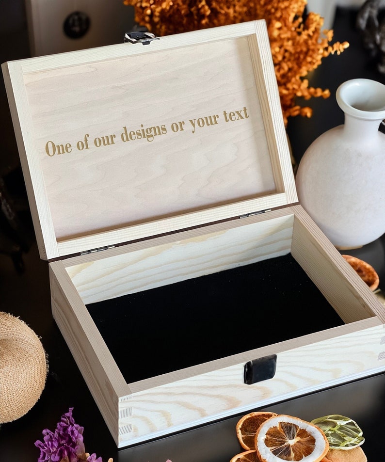 Elegant Bird Feather Storage Box - Custom Engraved Wooden Keepsake ...