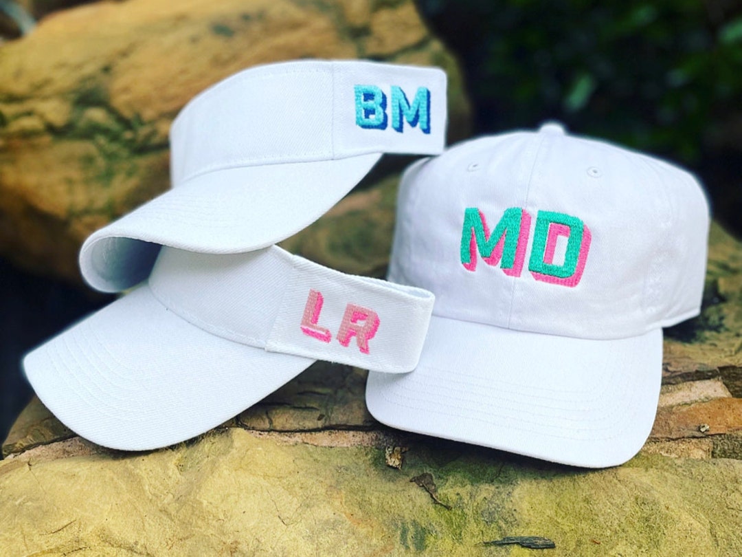 Embroidered Shadow Monogram Baseball Hat or Visorpersonalized Hat or ...