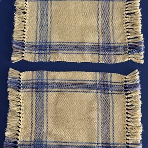 Handwoven Cotton Placemats Set of Four Yellow and Blue - Etsy