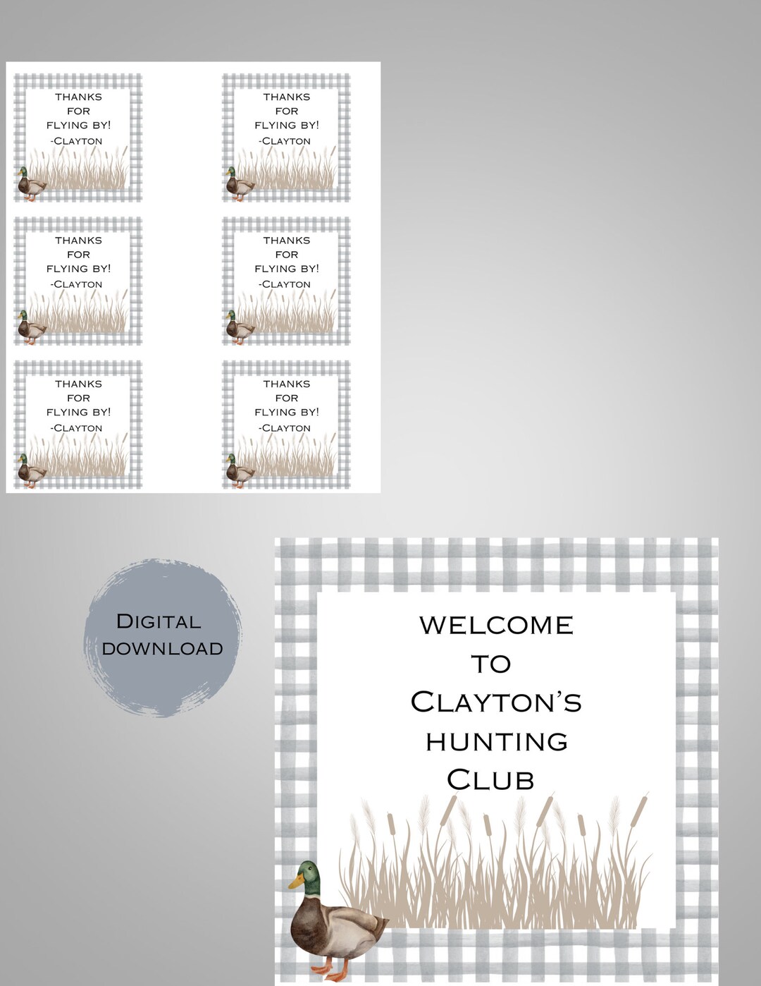 Duck Hunting Treat Tags and Welcome Sign - Etsy