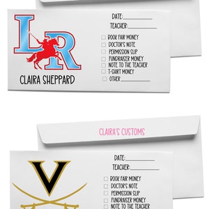 Personalized Printed School Envelopes Back to School Envelopes Kids ...