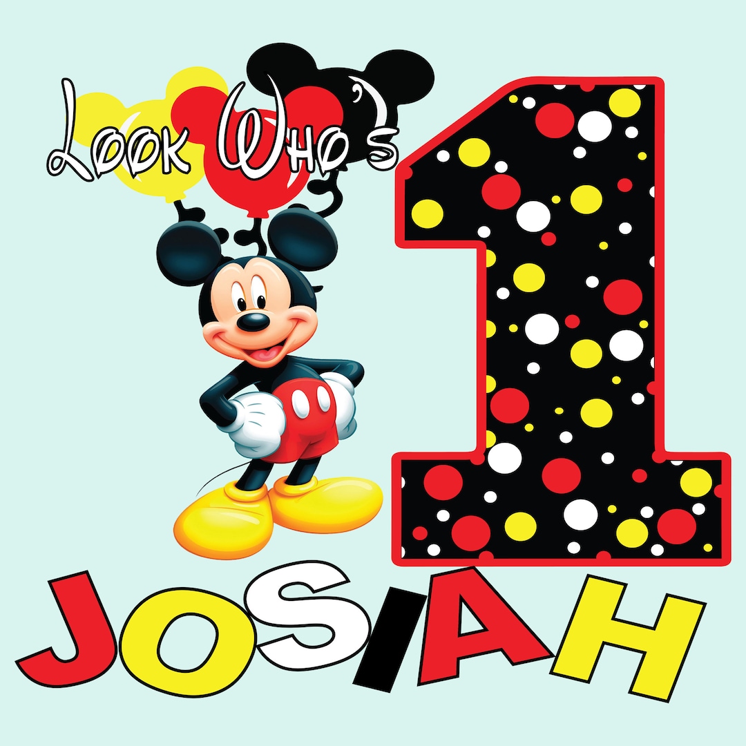 Look Who's One Classic Mouse Red Yellow Black Happy - Etsy