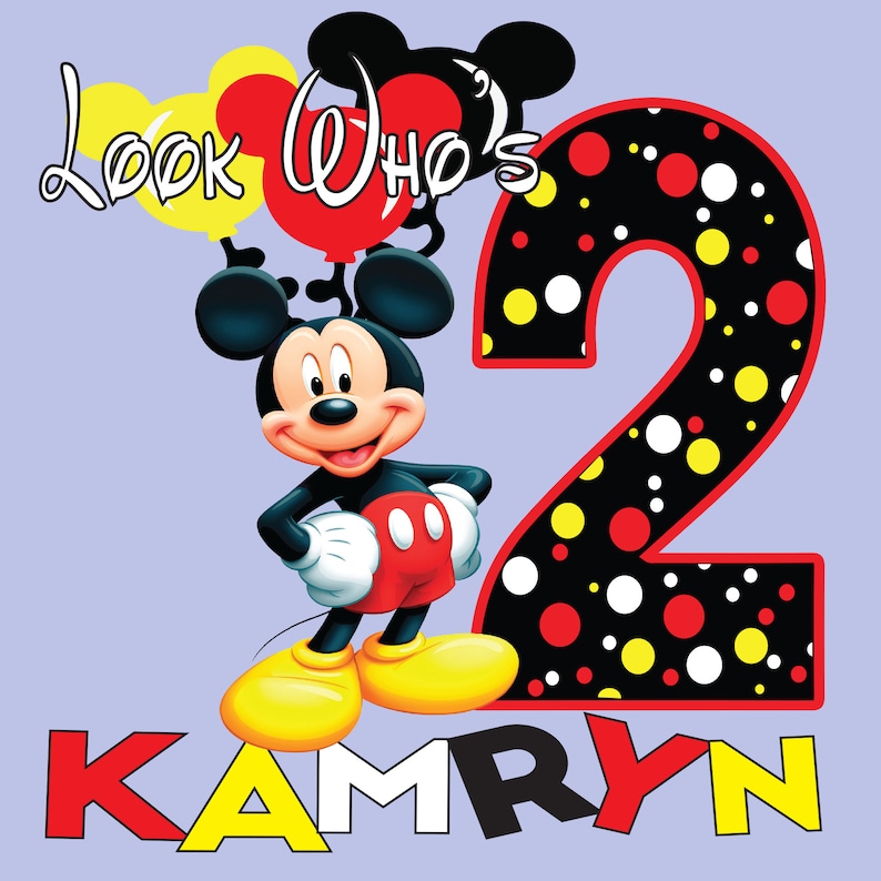 2nd Birthday Look Who's Turning Two Mickey Mouse Birthday | Etsy